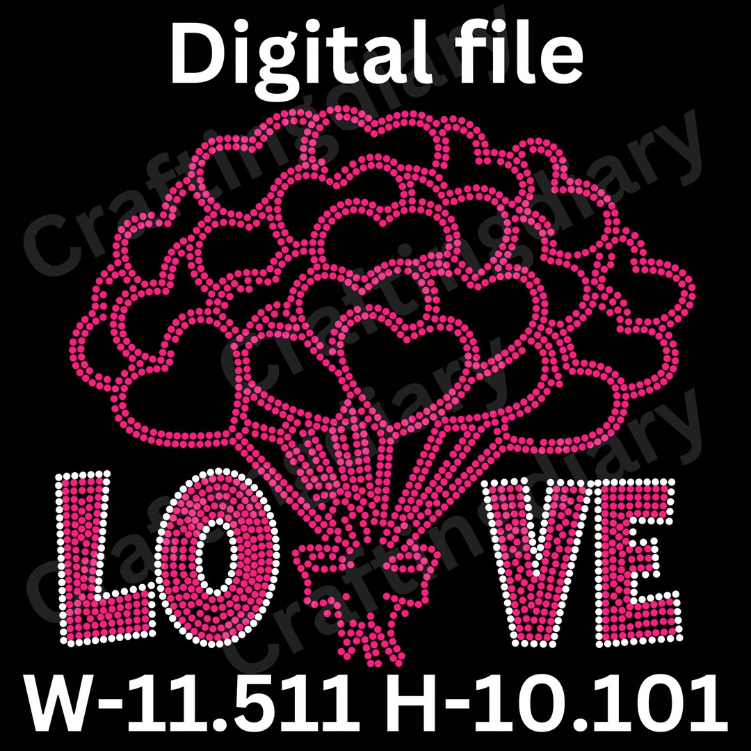 Love Rhinestone Template SS10 Template - Etsy