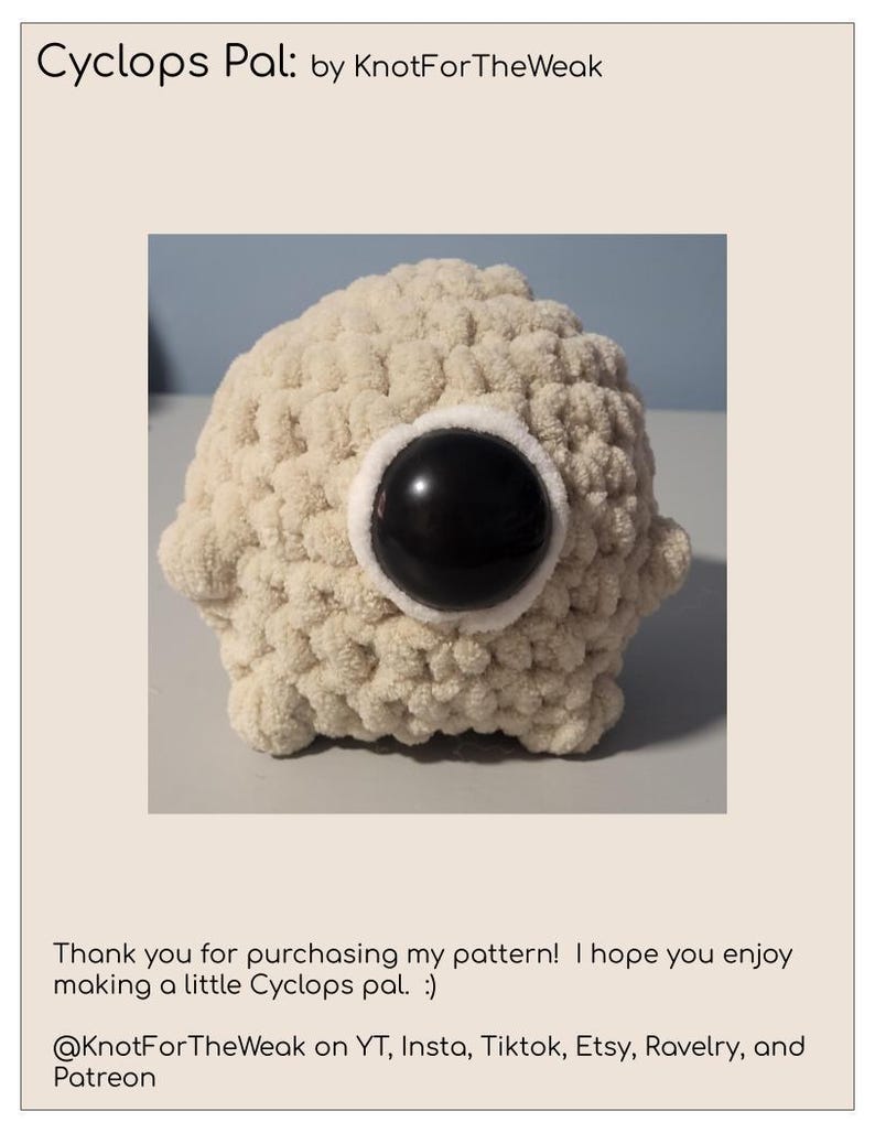 Cyclops Pal (crochet Pattern) - Etsy