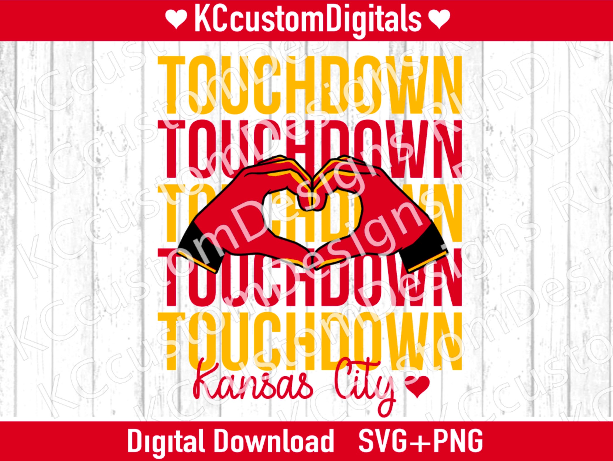 Heart Hands Touchdown Kansas City SVG PNG, KC Football Svg, Playoffs ...