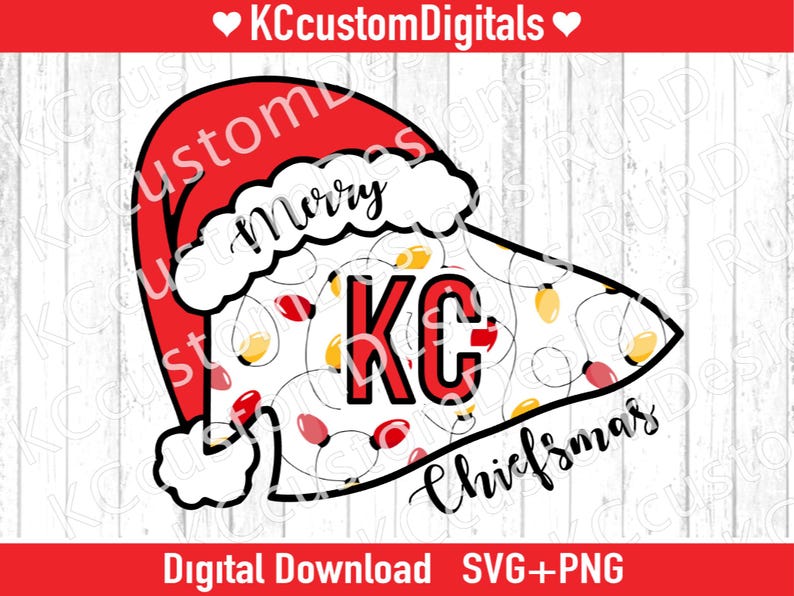 Merry Chiefsmas Santa Hatsvg PNG, Kansas City Christmas Svg, Kansas ...