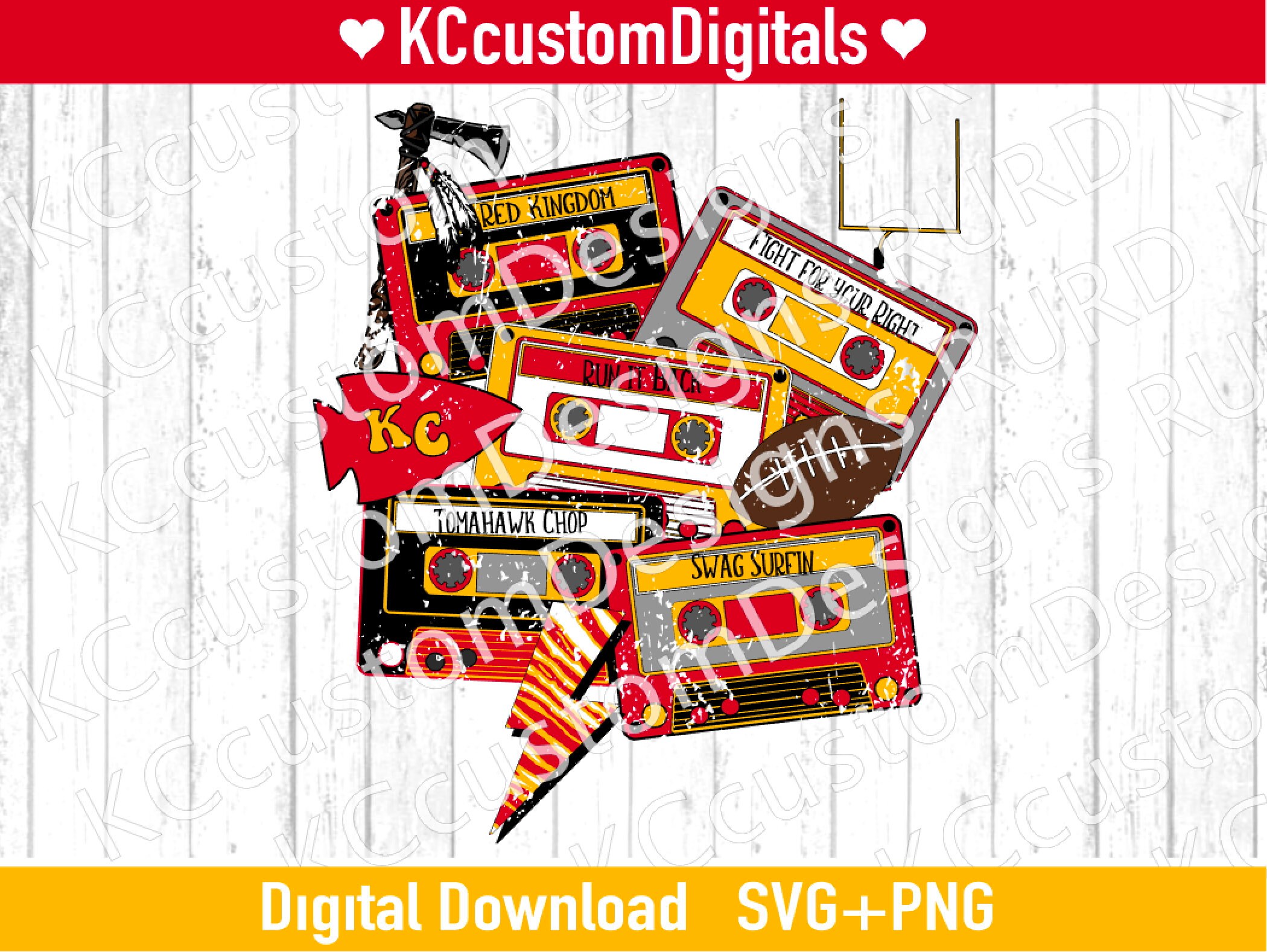 Kansas City Cassettes SVG PNG, KC Football Svg, Swag Surfin Svg, Kansas ...