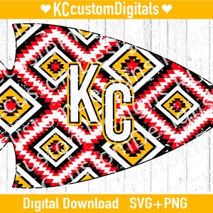 Kansas City Football Aztec SVG PNG, KC Football Svg, Kansas City ...