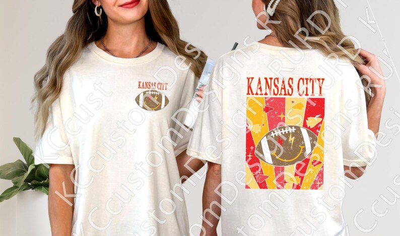 Smiley Kansas City Football Rainbow SVG PNG, KC Football Svg, Kansas ...