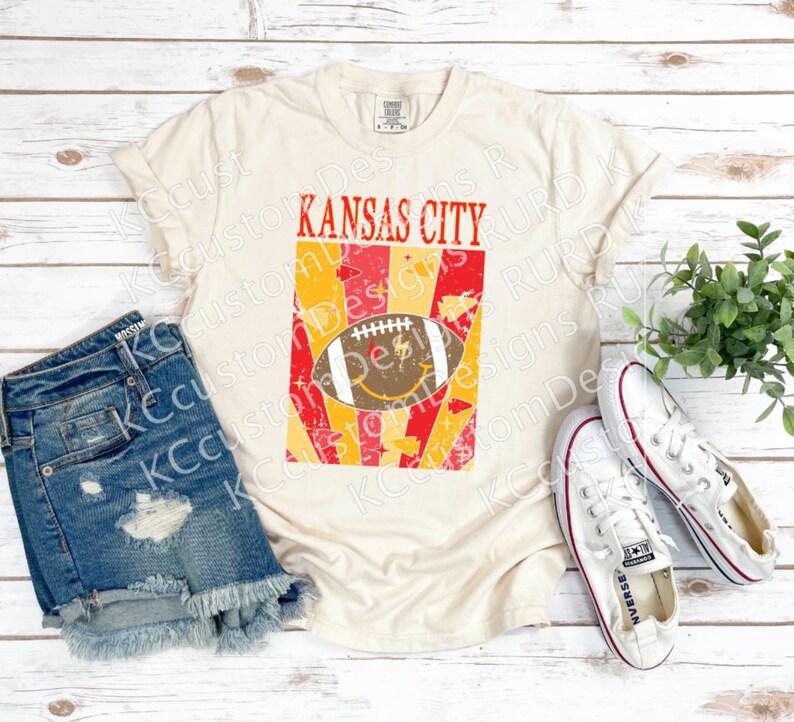 Smiley Kansas City Football Rainbow SVG PNG, KC Football Svg, Kansas ...