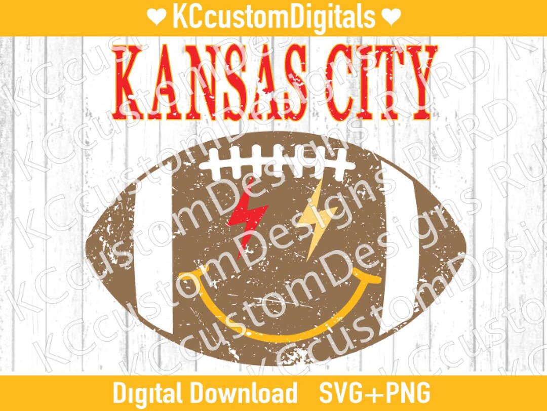 Smiley Kansas City Football SVG PNG, KC Football Svg, Kansas City ...