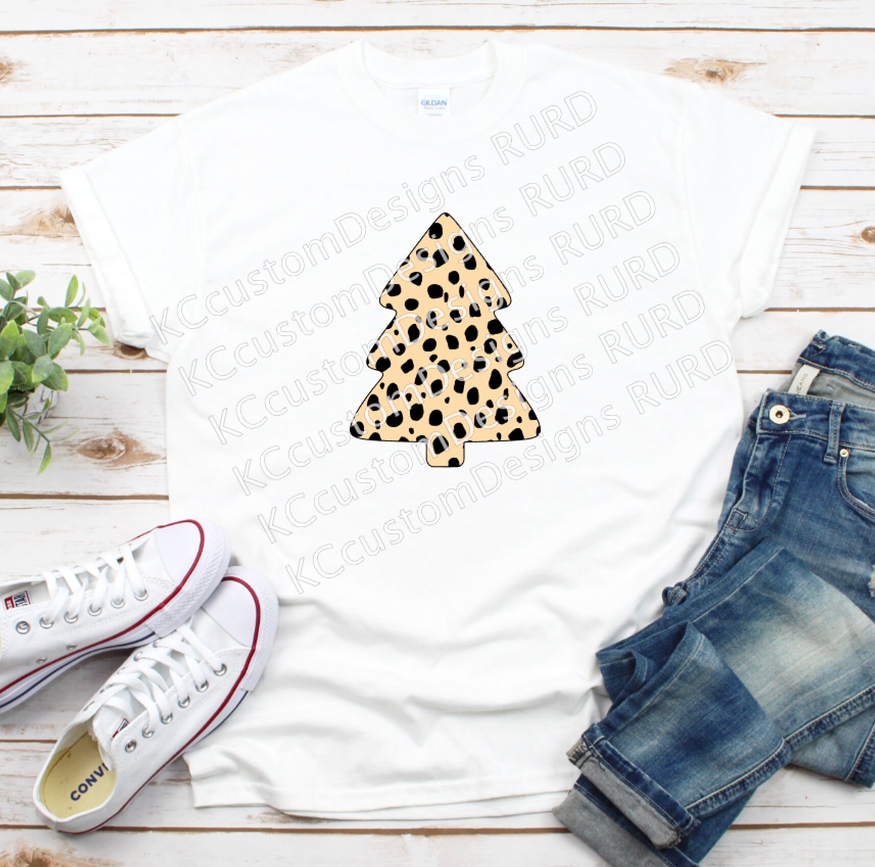 Spotted Leopard Christmas Tree SVG PNG, Christmas Tree Svg, Vintage ...