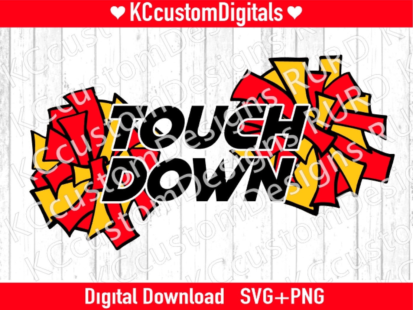 Touchdown Kansas City Pom Poms SVG PNG, KC Football Svg, Kansas City ...