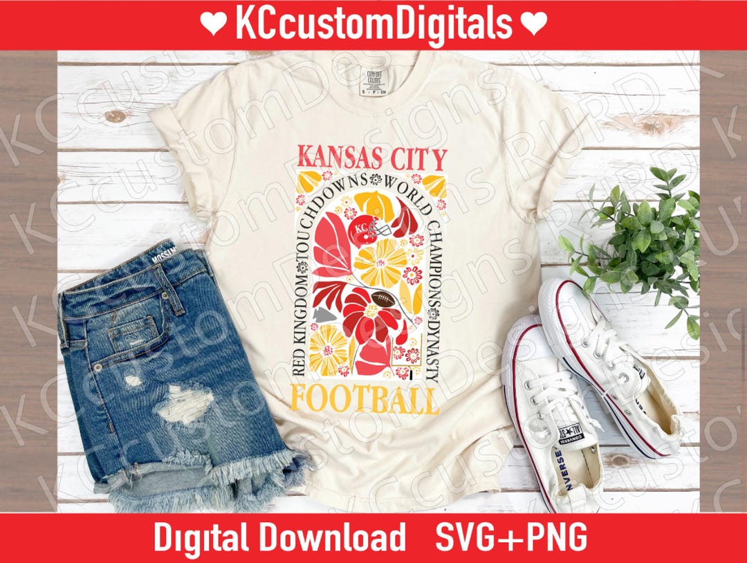 Floral Kansas City Football SVG PNG, KC Football Svg, Kansas City ...
