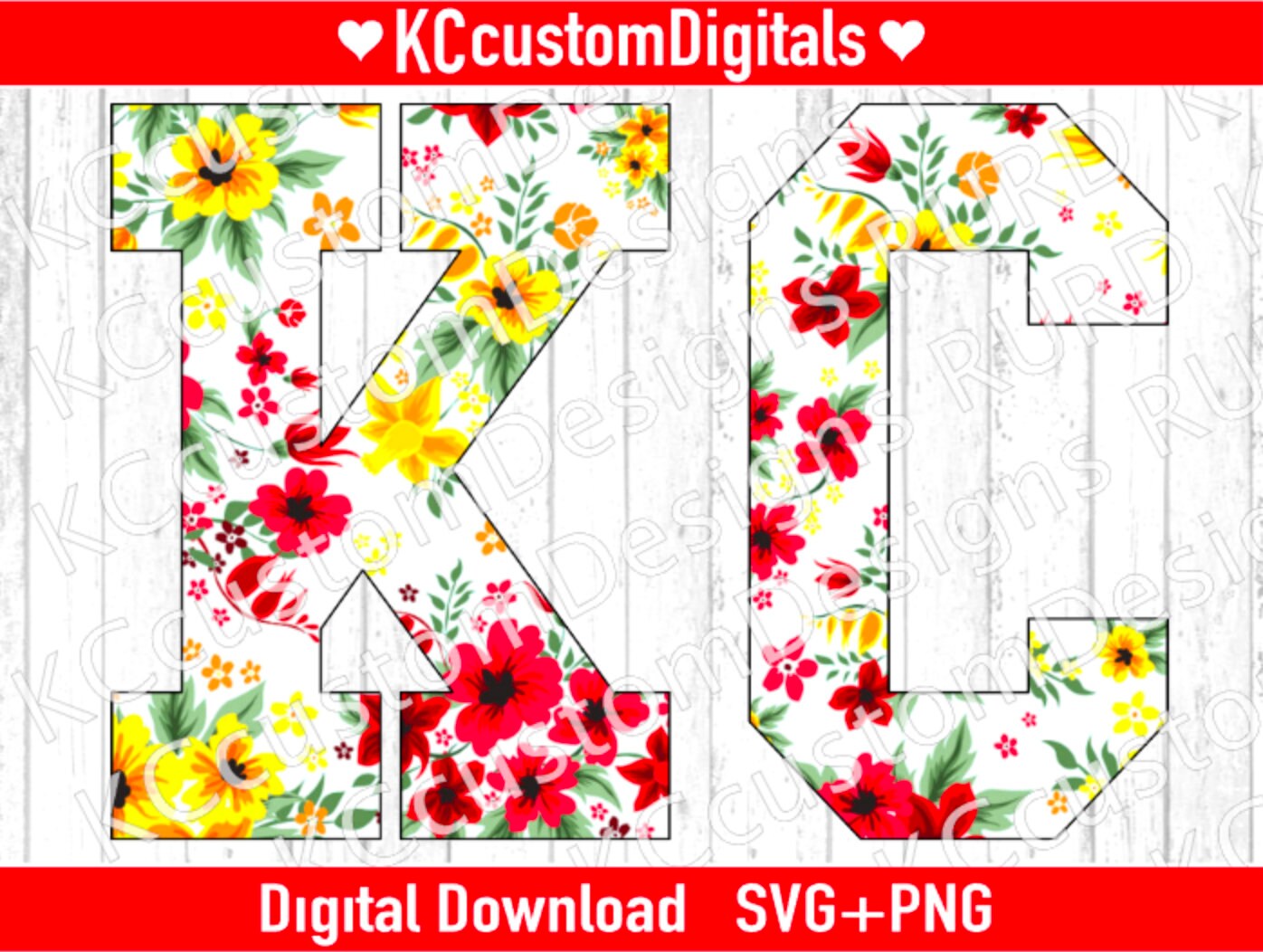 Kansas City Football Floral KC SVG Png, KC Football Svg, Kansas City ...
