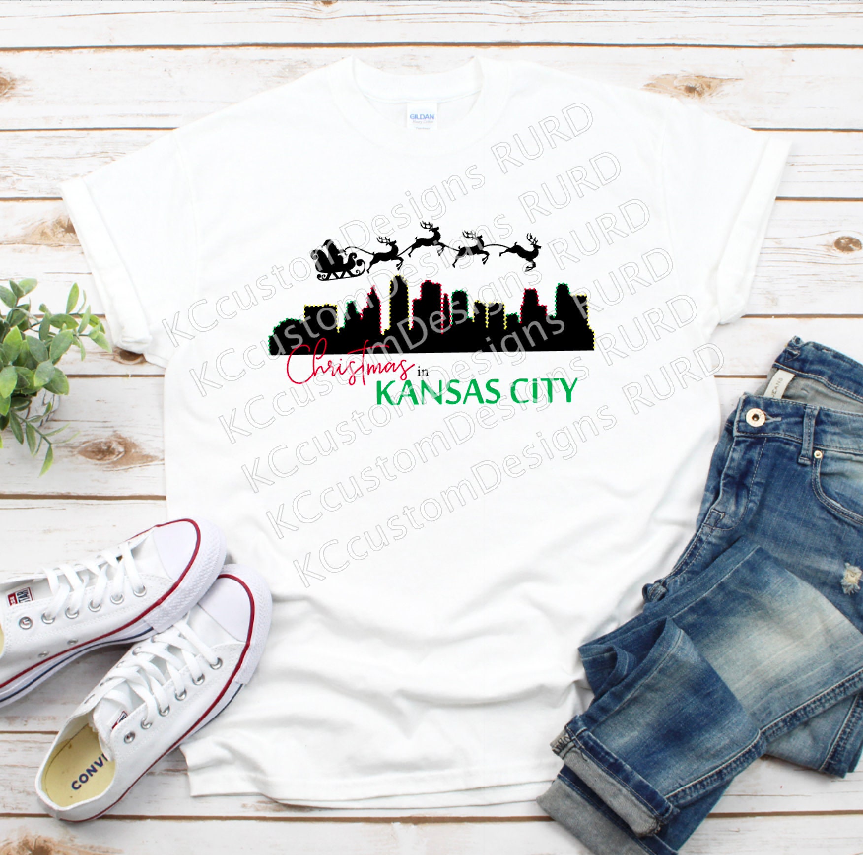 Christmas in Kansas City Skyline Lights SVG PNG, Kansas City Christmas ...