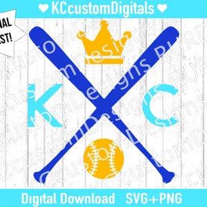 KC Crossed Bats Svg PNG, KC Baseball Png, Kansas City Baseball Png - Etsy