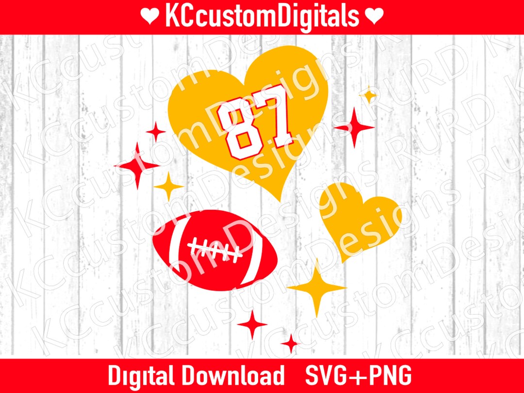 87 Heart Football SVG Png, KC Football Svg, Kansas City Football Svg ...