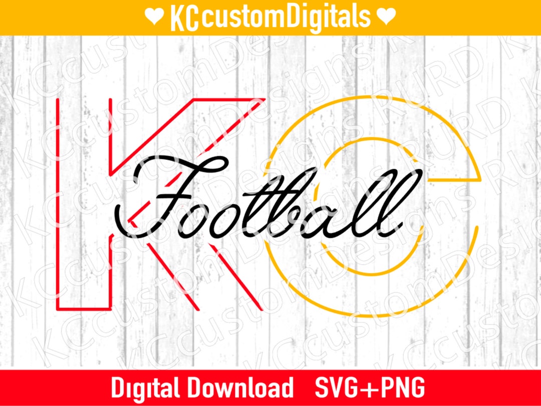 Kansas City Football KC Outline SVG Png, KC Football Svg, Kansas City ...