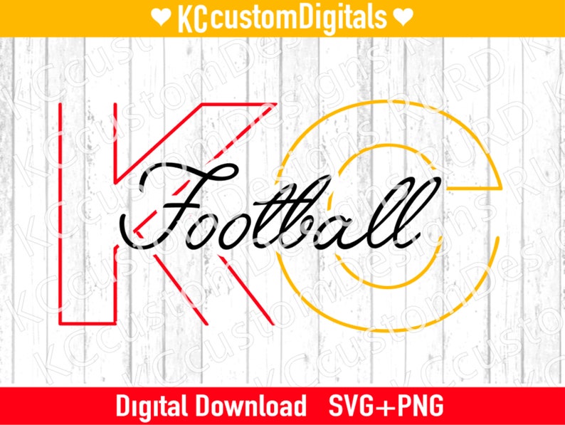 Kansas City Football KC Outline SVG Png, KC Football Svg, Kansas City ...