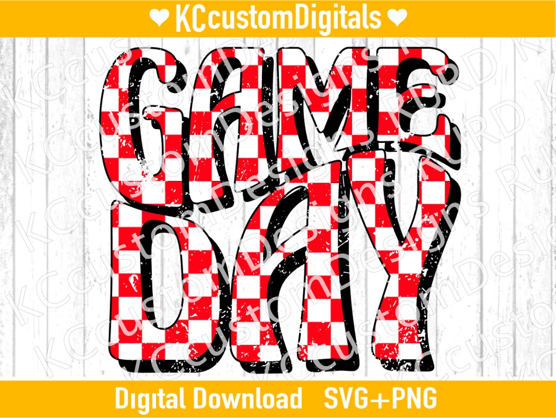 Groovy Game Day Red Checkered SVG Png, KC Football Svg, Kansas City ...