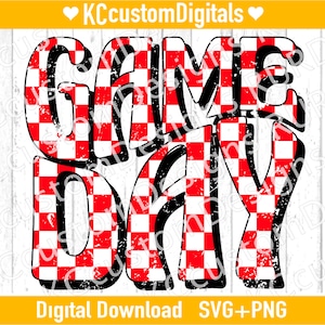 Groovy Game Day Red Checkered SVG Png, KC Football Svg, Kansas City ...