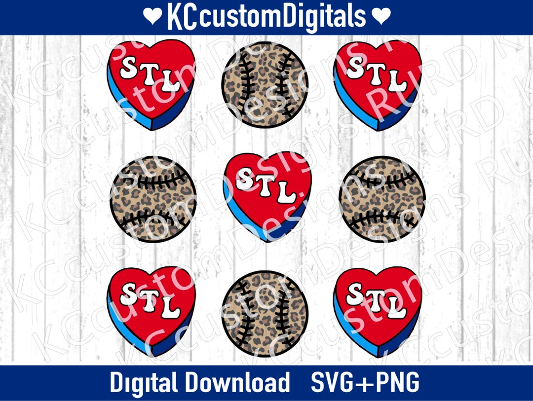 St Louis Baseball Candy Hearts SVG PNG, STL Baseball Svg, St Louis ...