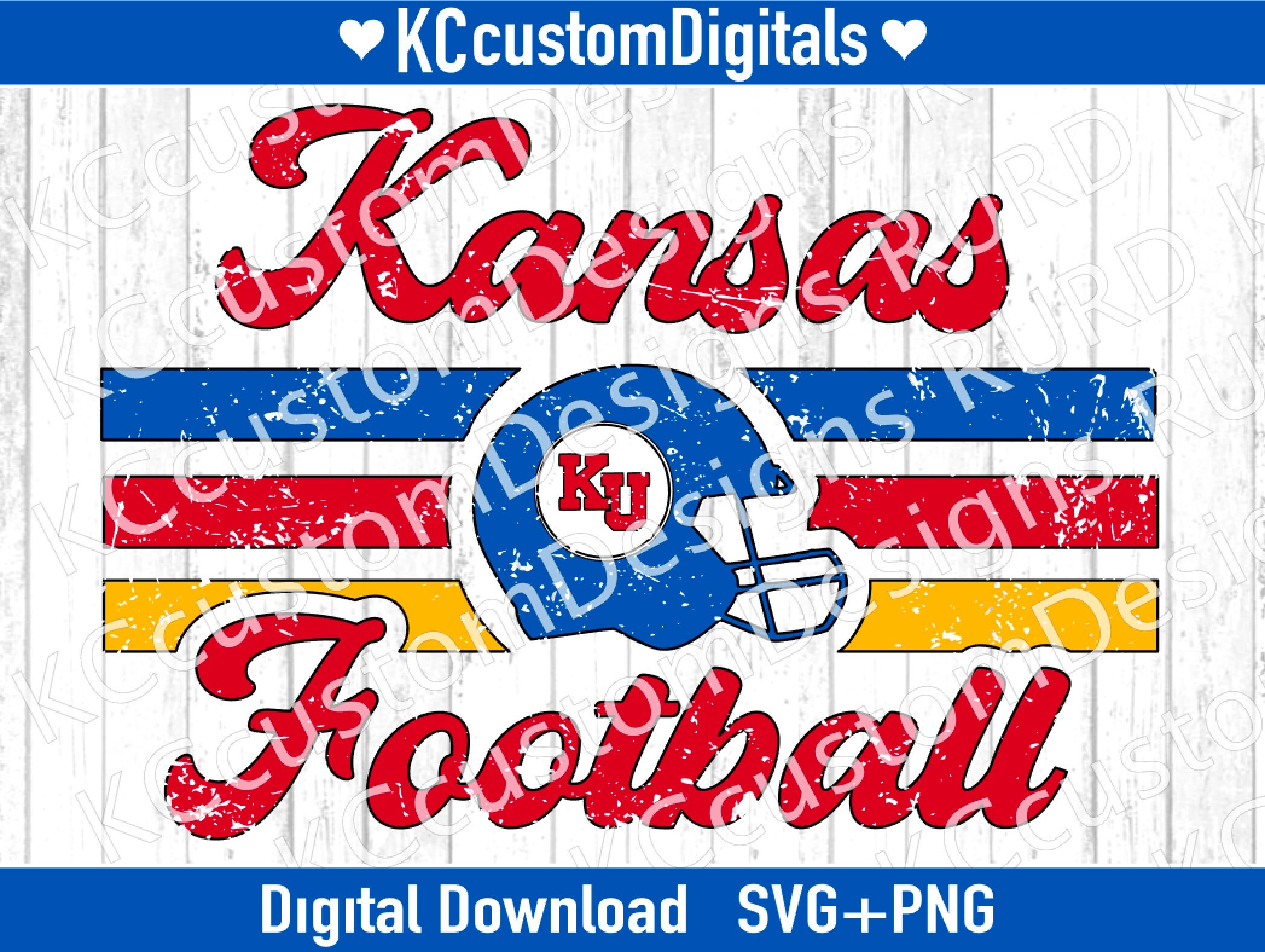 Kansas Football Retro Distressed PNG, KS Football Svg, Kansas Football ...