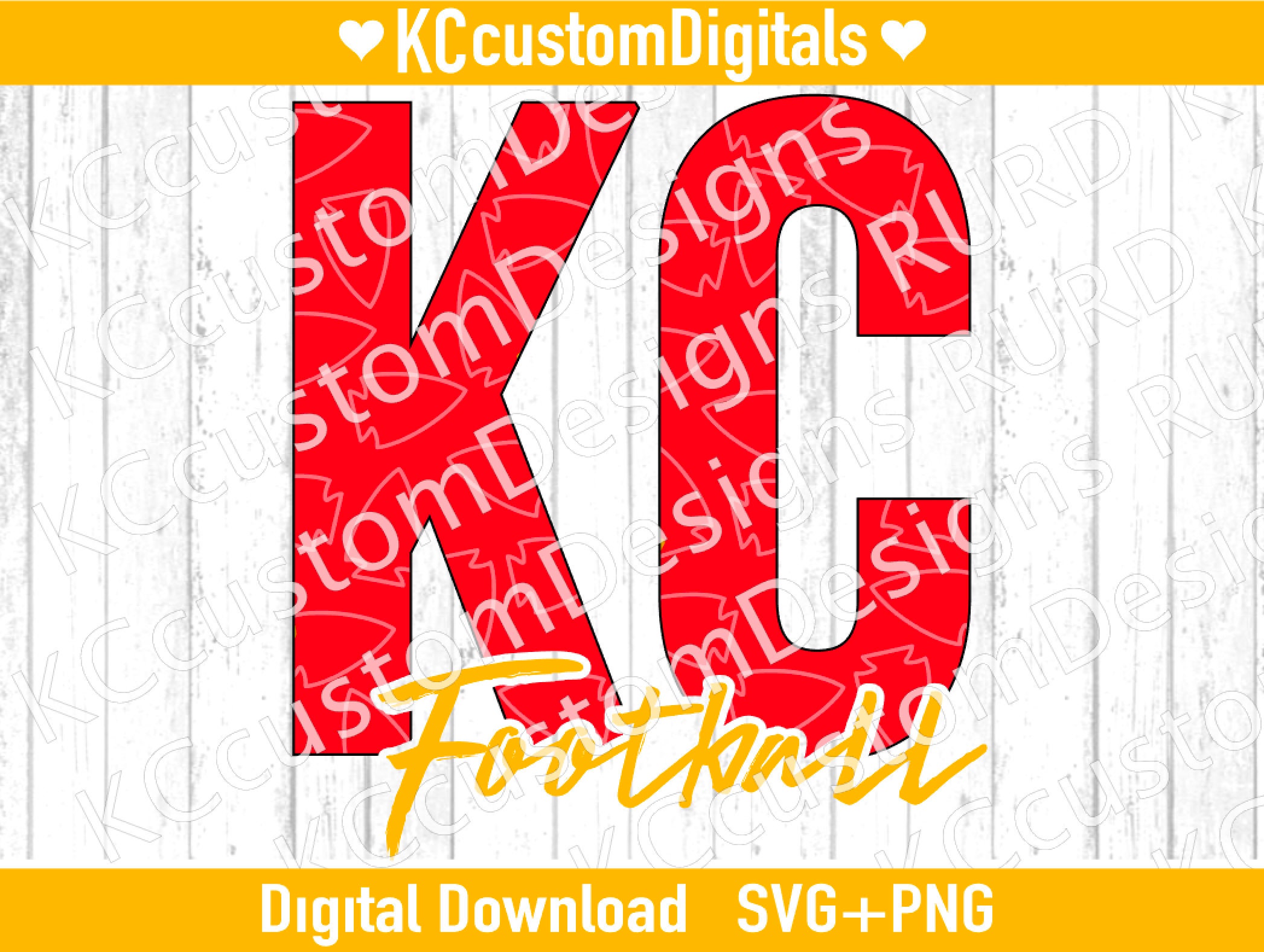 Kansas City Football Pattern SVG PNG, KC Football Svg, Kansas City ...
