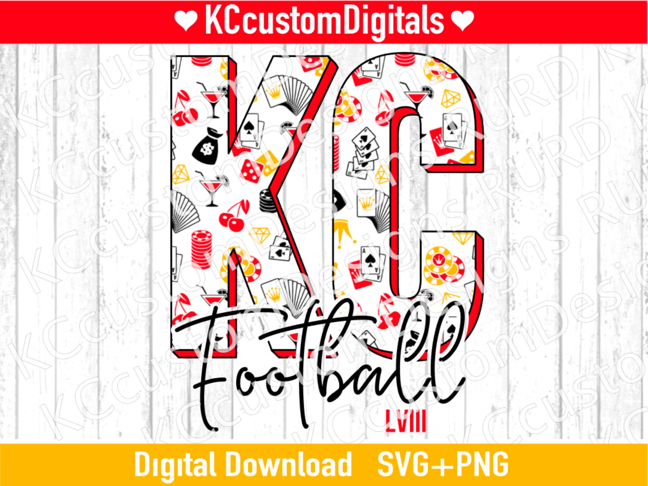 Kansas City Football Vegas Pattern Svg PNG, Lviii Svg, KC Football Svg ...