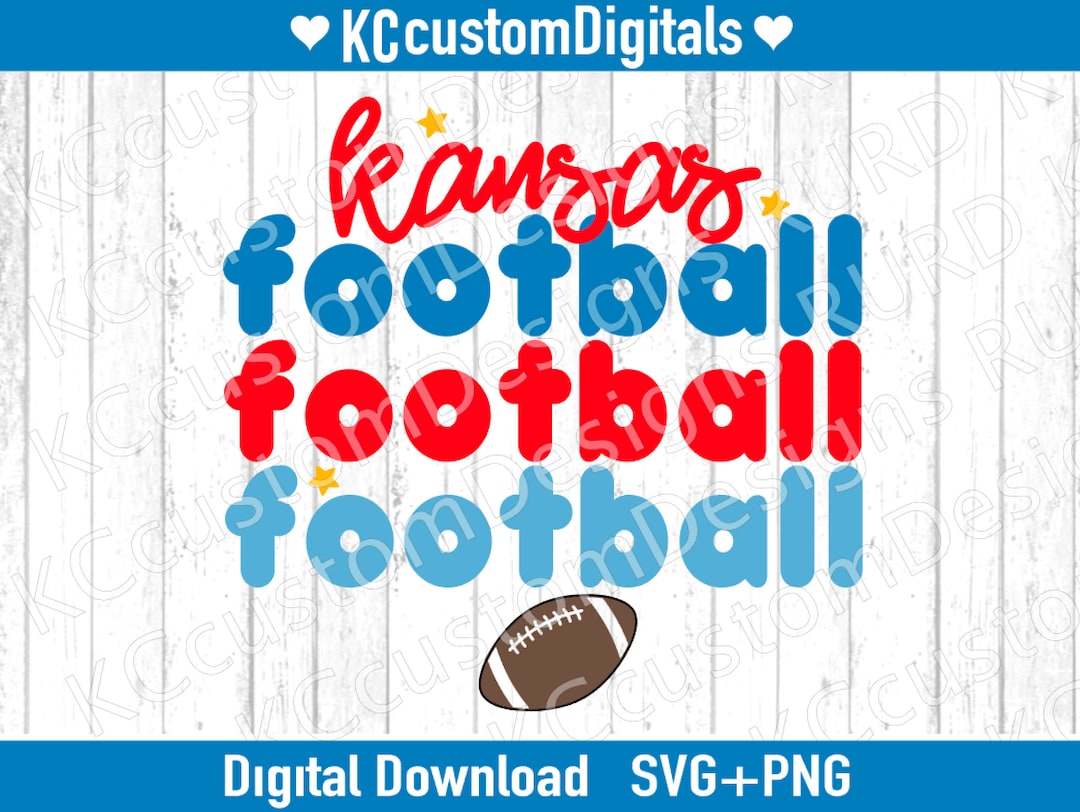 Kansas Red and Blue Football PNG, KS Football Svg, Kansas Football Svg ...