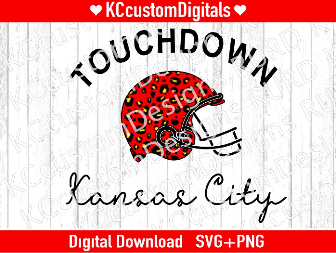 Touchdown Kansas City Leopard Helmet SVG PNG, KC Football Svg, Kansas ...
