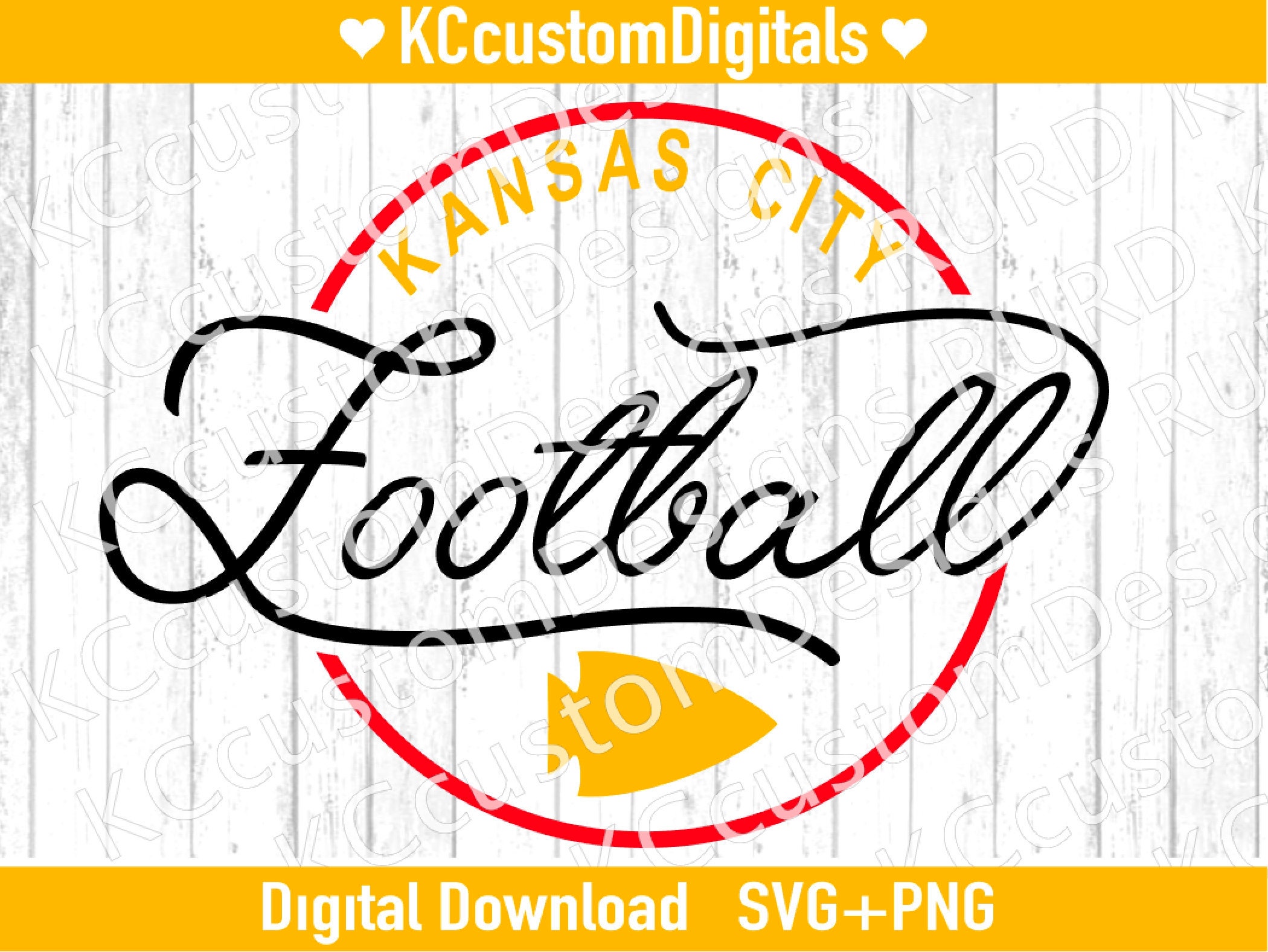 Kansas City Football Circle SVG PNG, KC Football Svg, Kansas City ...