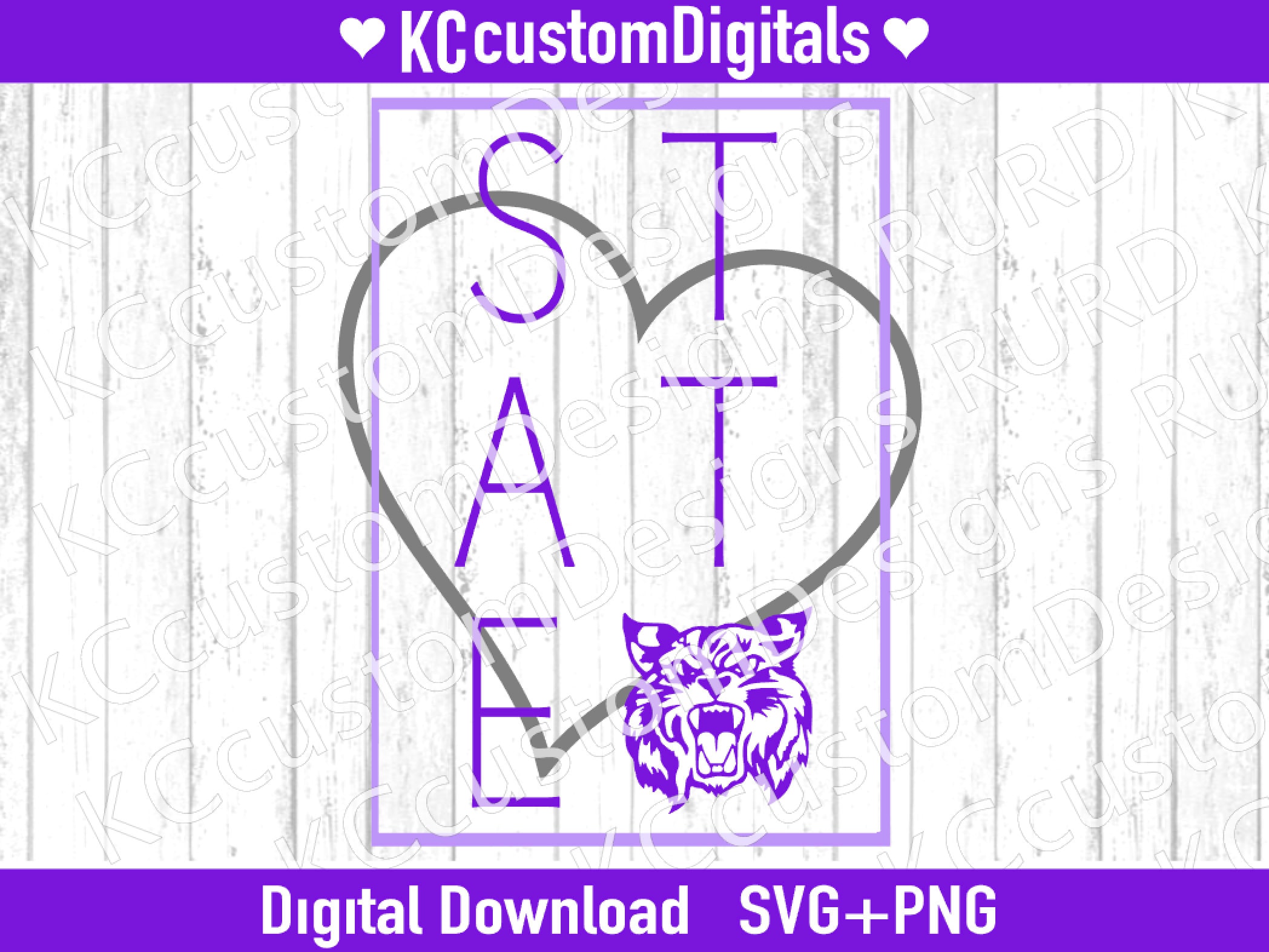 Kansas State Heart Outline PNG, State Football Svg, Kansas State ...