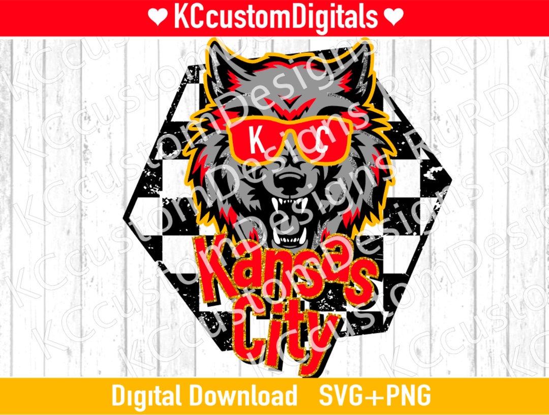 Kansas City Glitter Wolf SVG PNG, KC Football Svg, Kansas City Football ...