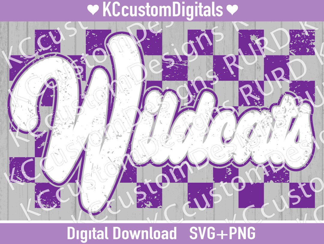 Wildcats Purple Groovy Check SVG PNG, State Football Svg, Emaw Svg ...