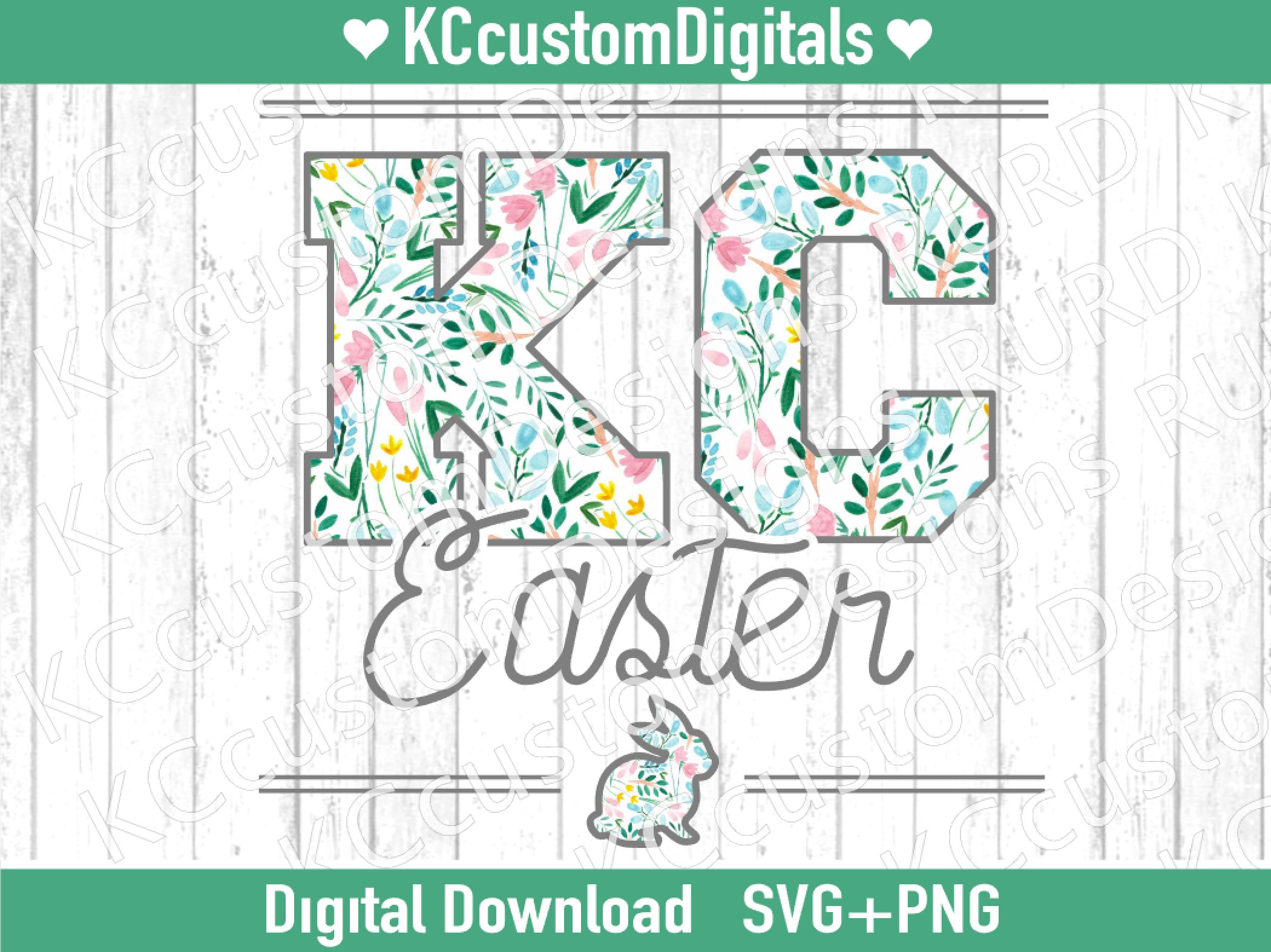 KC Floral Easter SVG Png, Easter Svg, Easter Png, Rabbit Svg, Rabbit ...