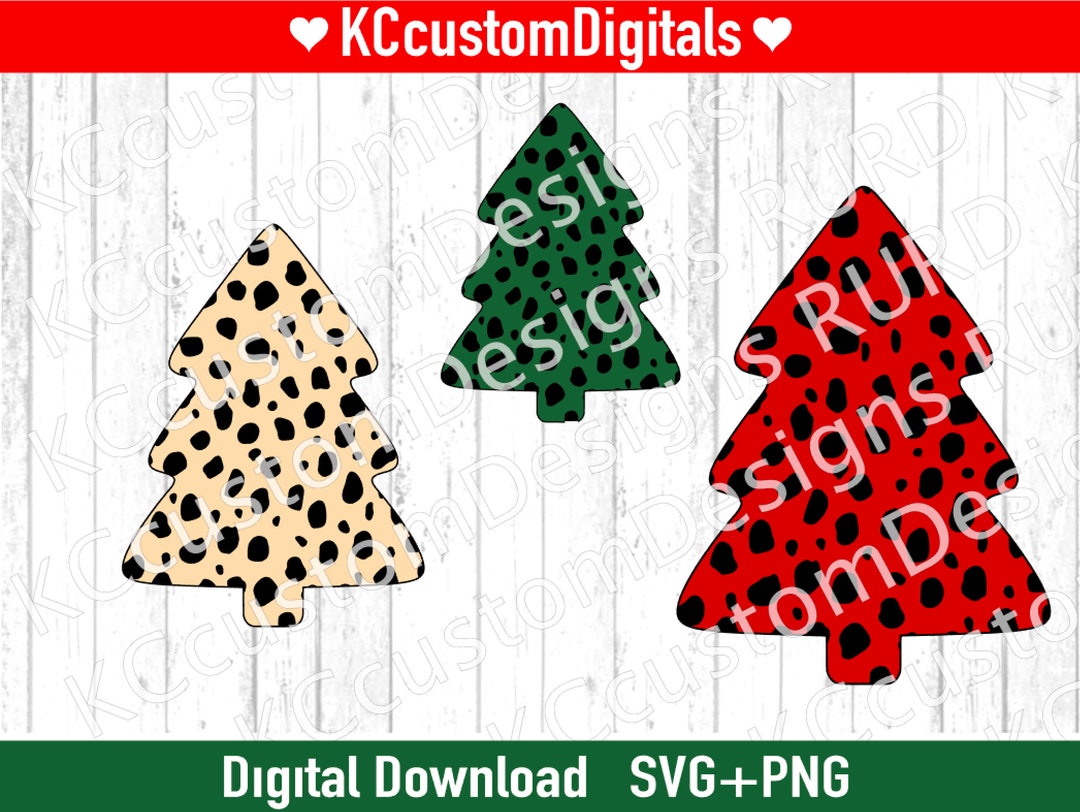 Spotted Leopard Christmas Tree SVG PNG, Christmas Tree Svg, Vintage ...