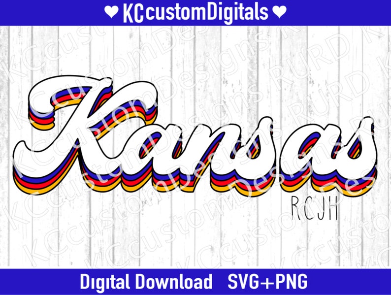 Retro Kansas SVG Png, KS Football Svg, Kansas Football Svg, RCJH Svg ...