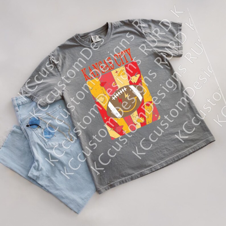 Smiley Kansas City Football Rainbow SVG PNG, KC Football Svg, Kansas ...