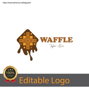 Waffle Logo Design / Editable Cake Logo / Waffle Shop Logo / Dessert ...