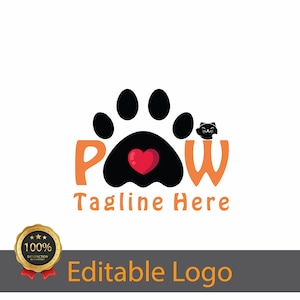 Personalized Pet Care Logo / Cute Paw Logo / Petshop Logo / Dog Paw ...