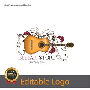 Guitar Logo / Guitar Store Logo / Musician Logo Design / Guitar With ...