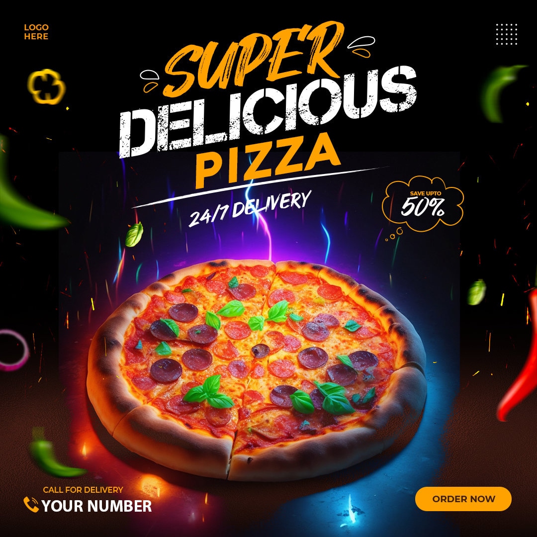 Pizza Flyer Design / Pizza Marketing Social Media / Fast Food Instagram ...