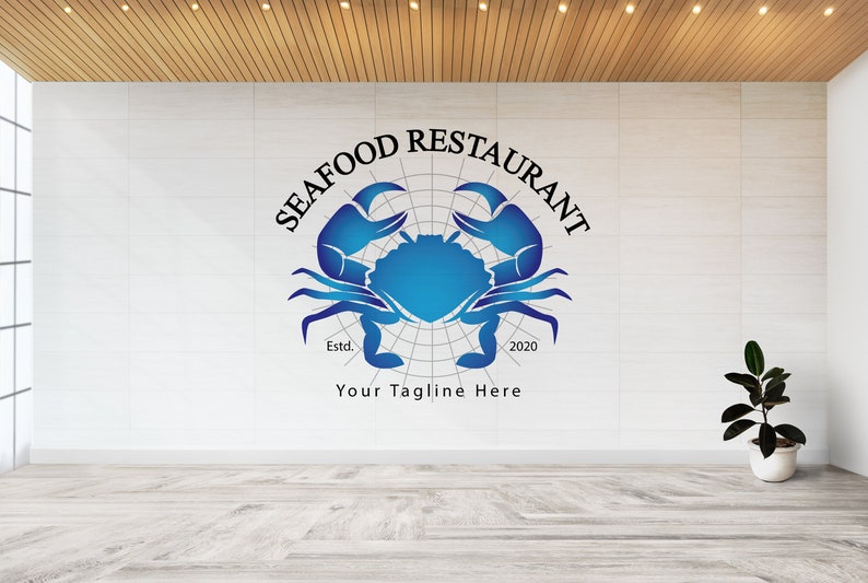 Seafood Restaurant Logo / Blue Crab Logo / Fish Restaurant Logo ...