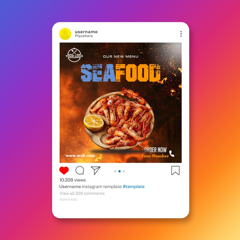 Seafood Flyer / Seafood Restaurant Instagram Post / Special Seafood ...