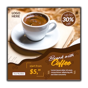 Editable Coffee Flyer / Cafe Flyer Design / Coffee Instagram Post ...
