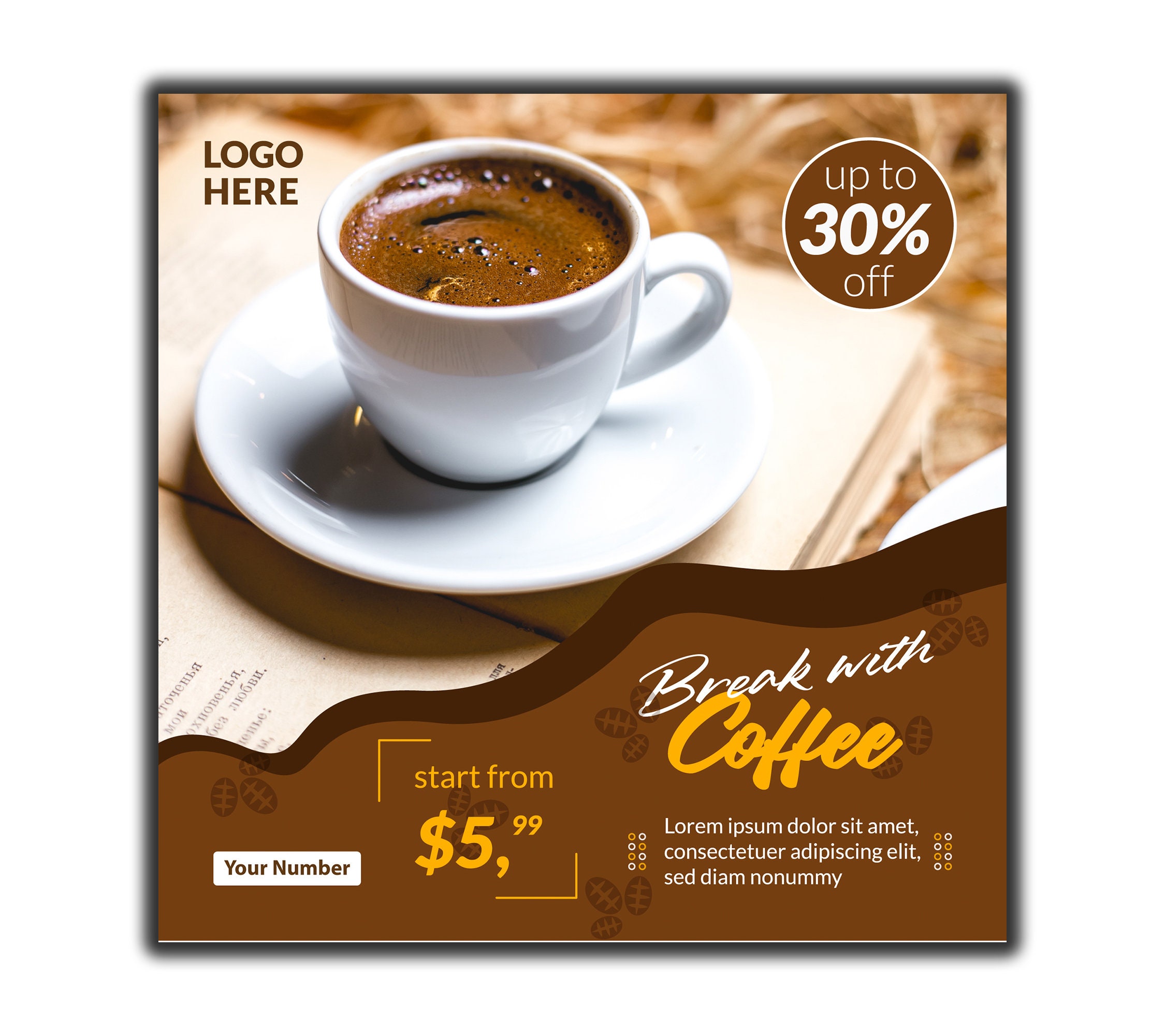 Editable Coffee Flyer / Cafe Flyer Design / Coffee Instagram Post ...
