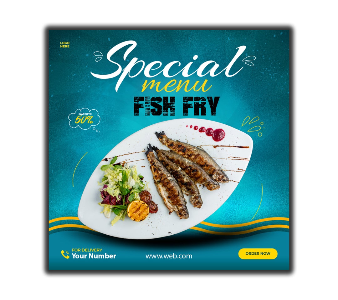 Fish Restaurant Flyer Design / Seafood Fry Cookout Instagram / Fried ...