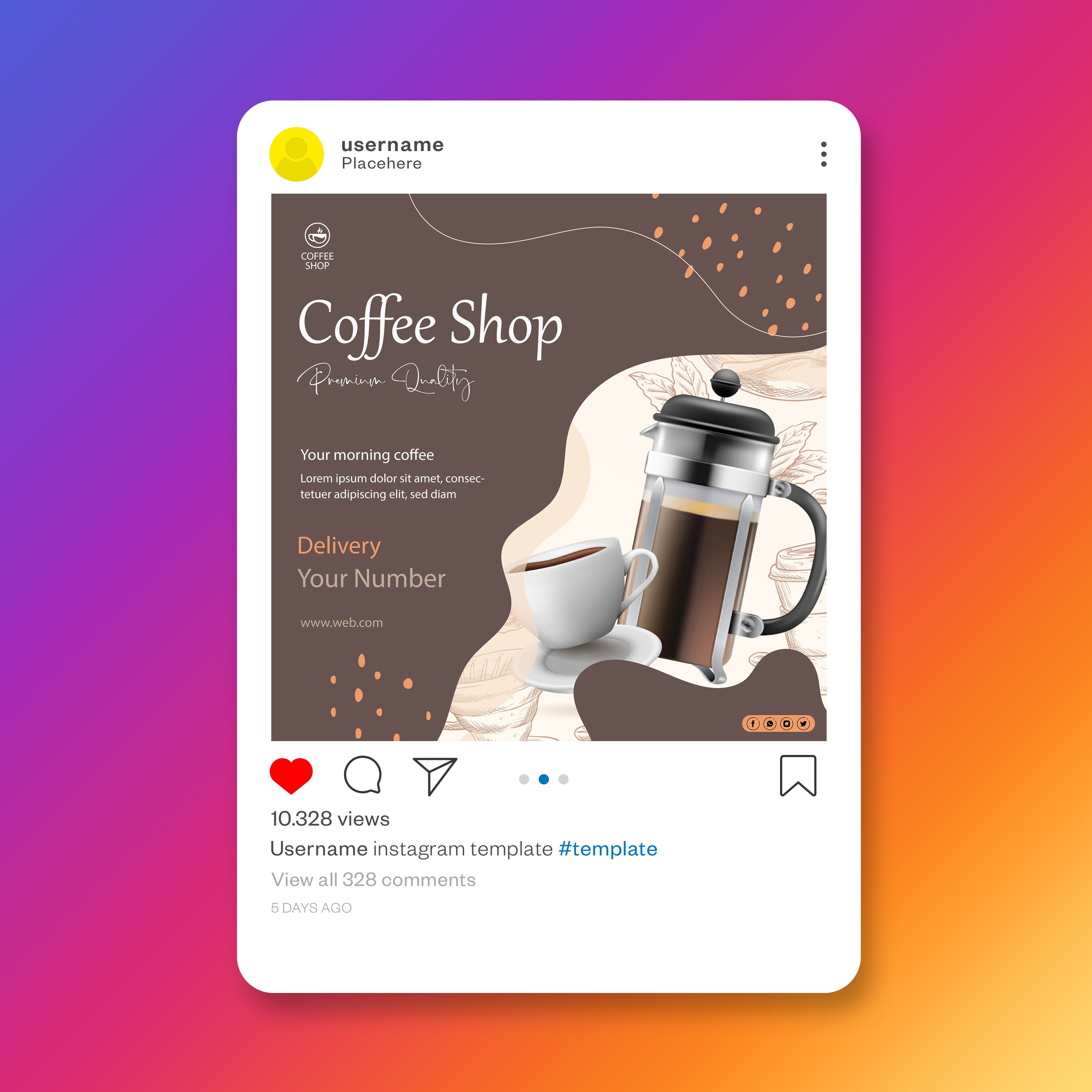 Coffee Flyer / Cafe Flyer Design / Coffee Instagram Post / Editable ...