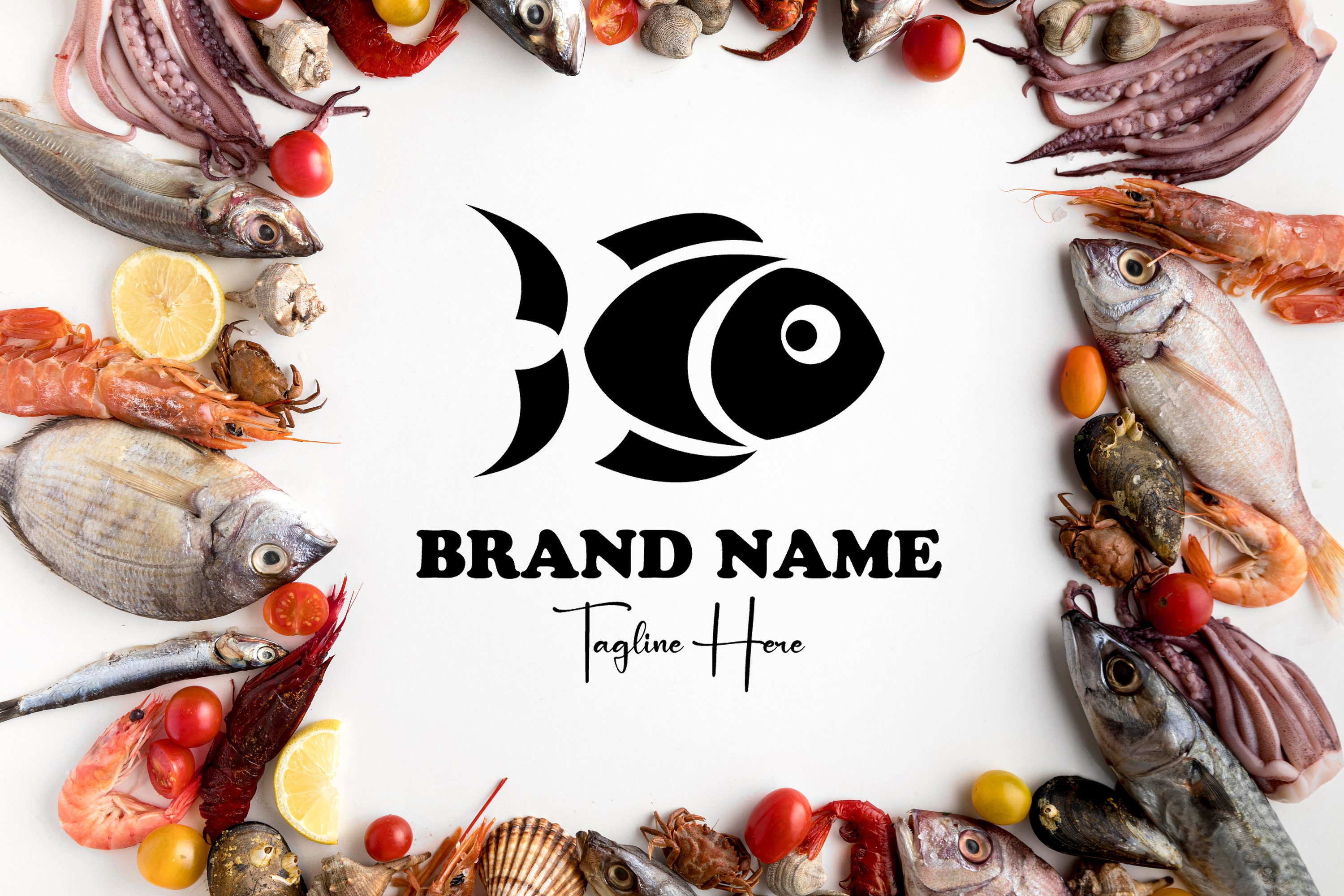 Editable Fish Logo / Black Fish Restaurant Logo / Seafood Logo ...