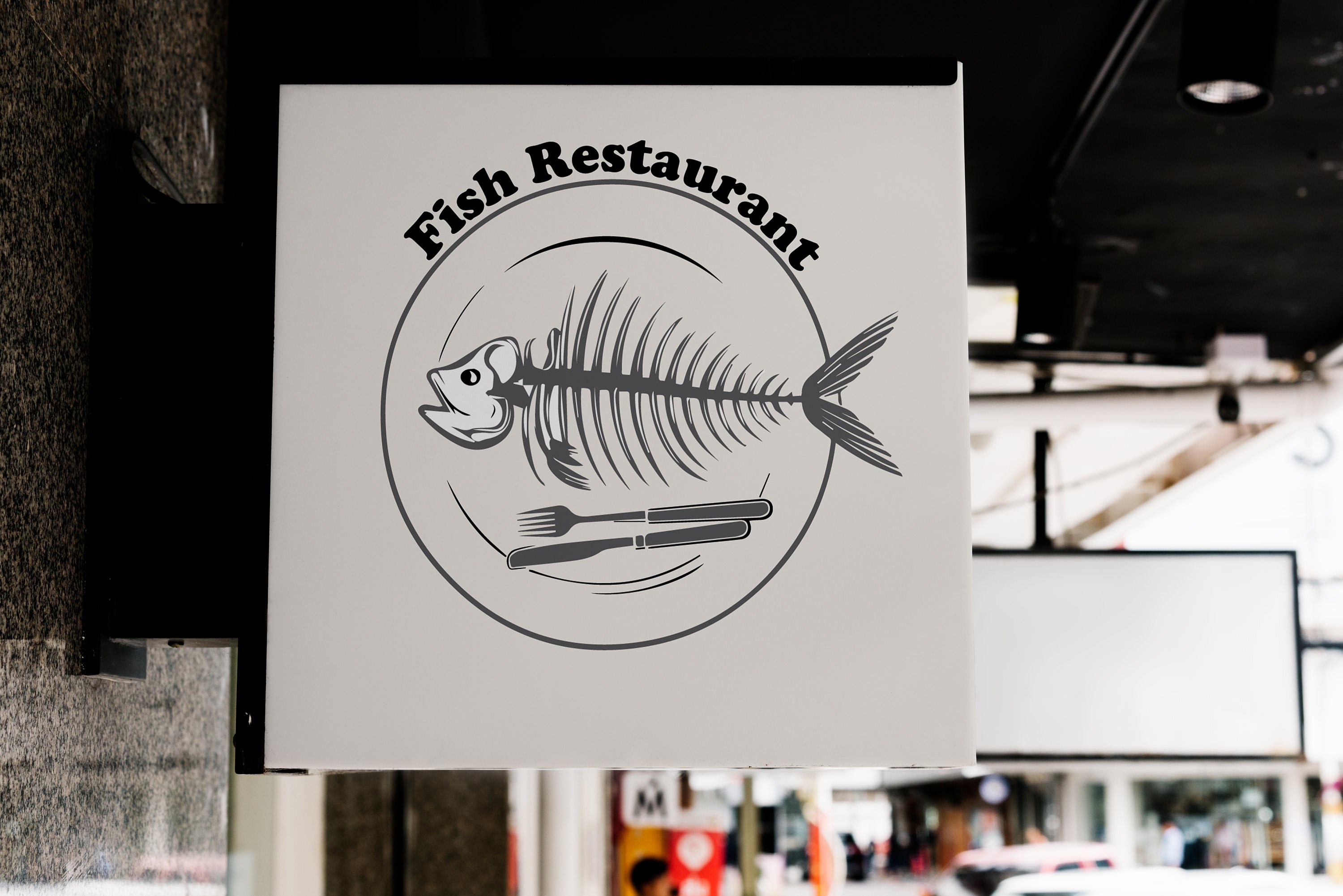 Logo Squelette De Poisson Restaurant