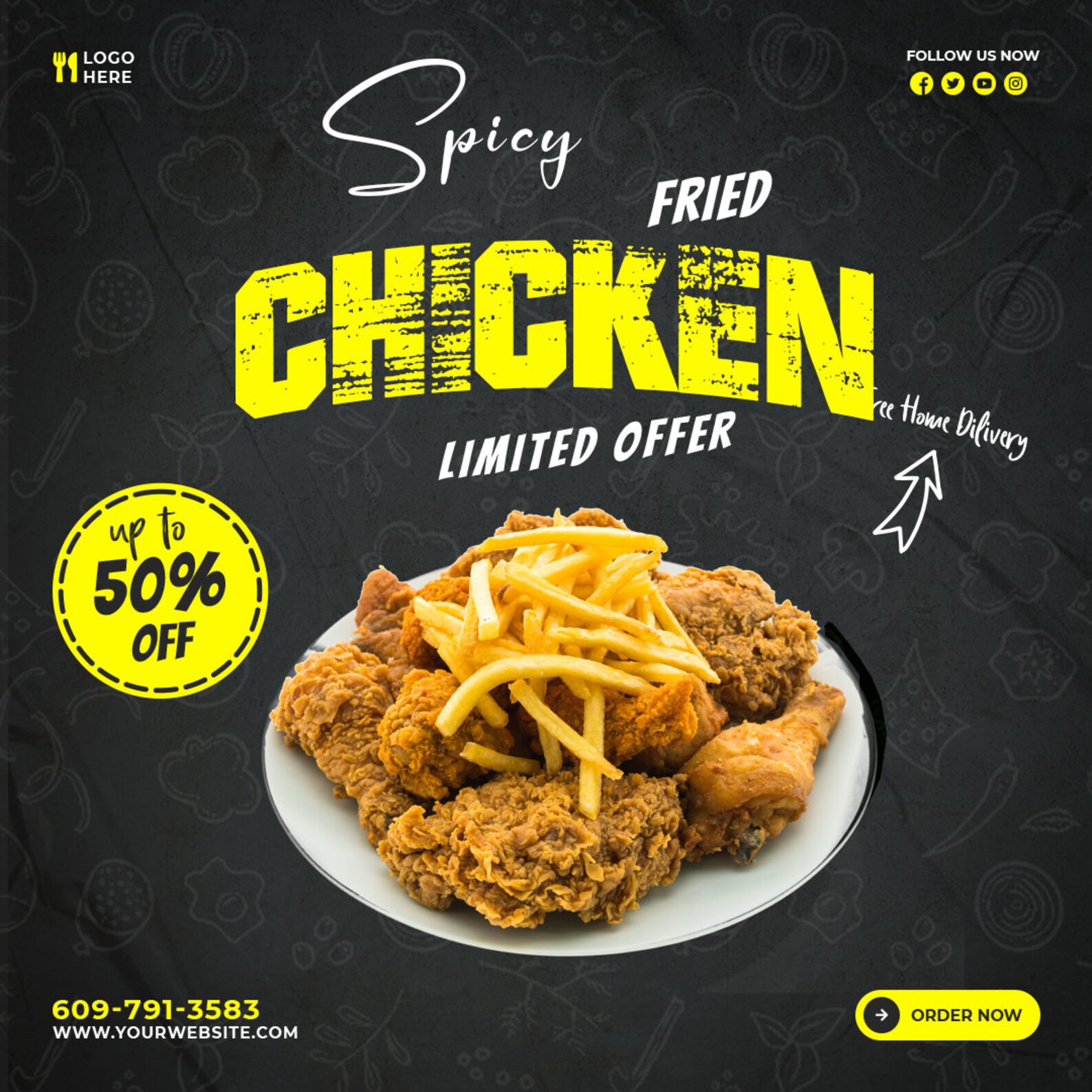 Diy Chicken Wings Flyer / Chicken Dinner Social Media Post / Chicken ...