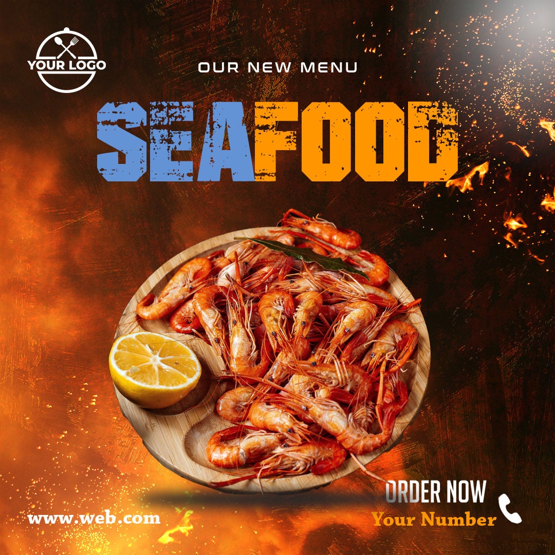 Seafood Flyer / Seafood Restaurant Instagram Post / Special Seafood ...