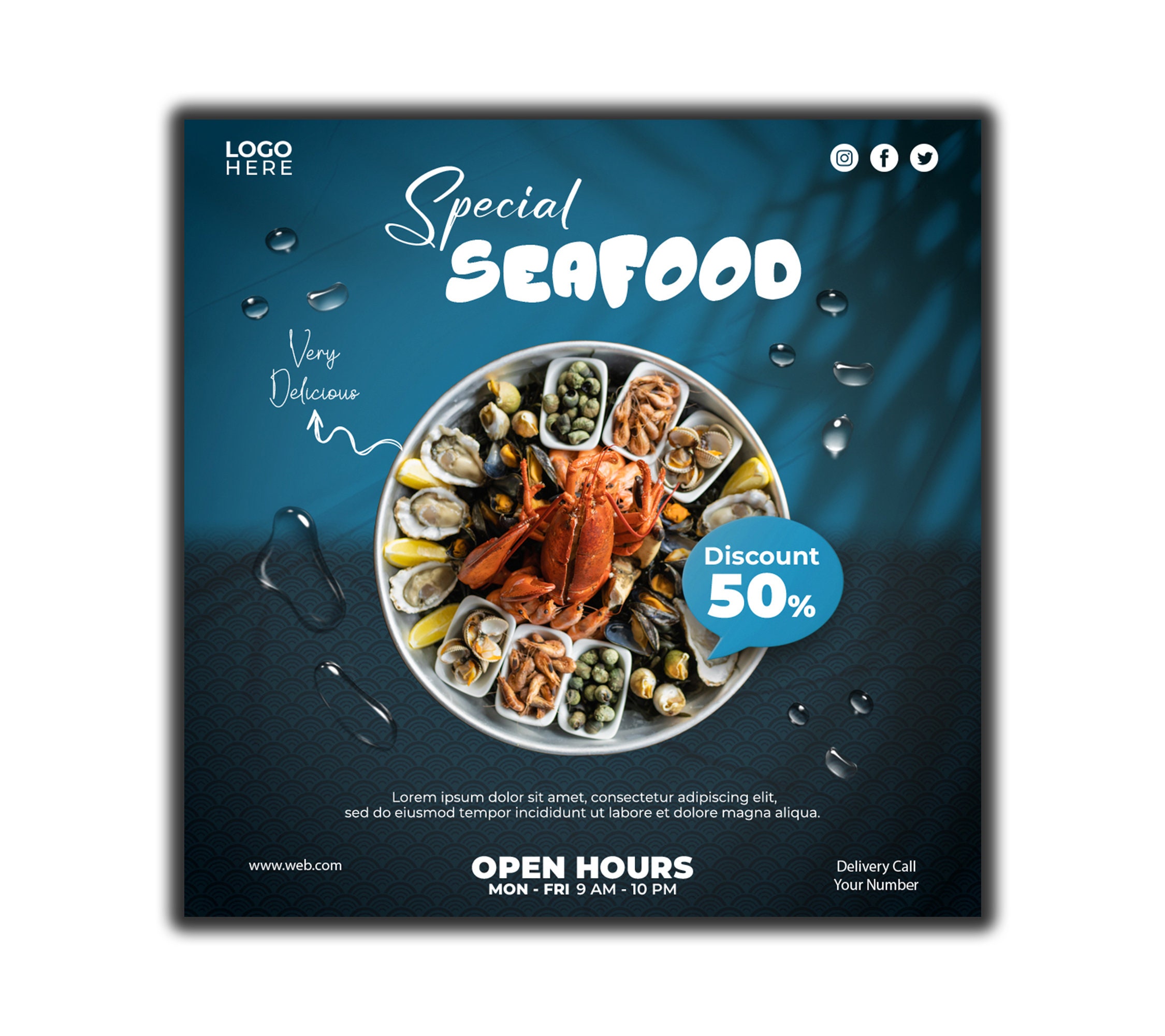 Seafood Flyer / Fish Restaurant Social Media Post / Special Seafood ...