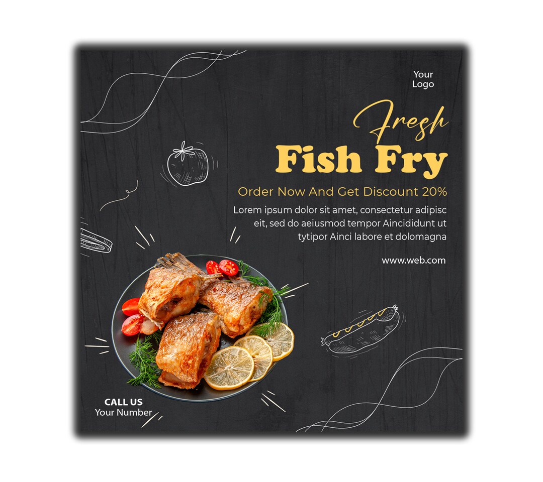 Fish Fry Flyer: Seafood Restaurant Event Design (editable) - Etsy